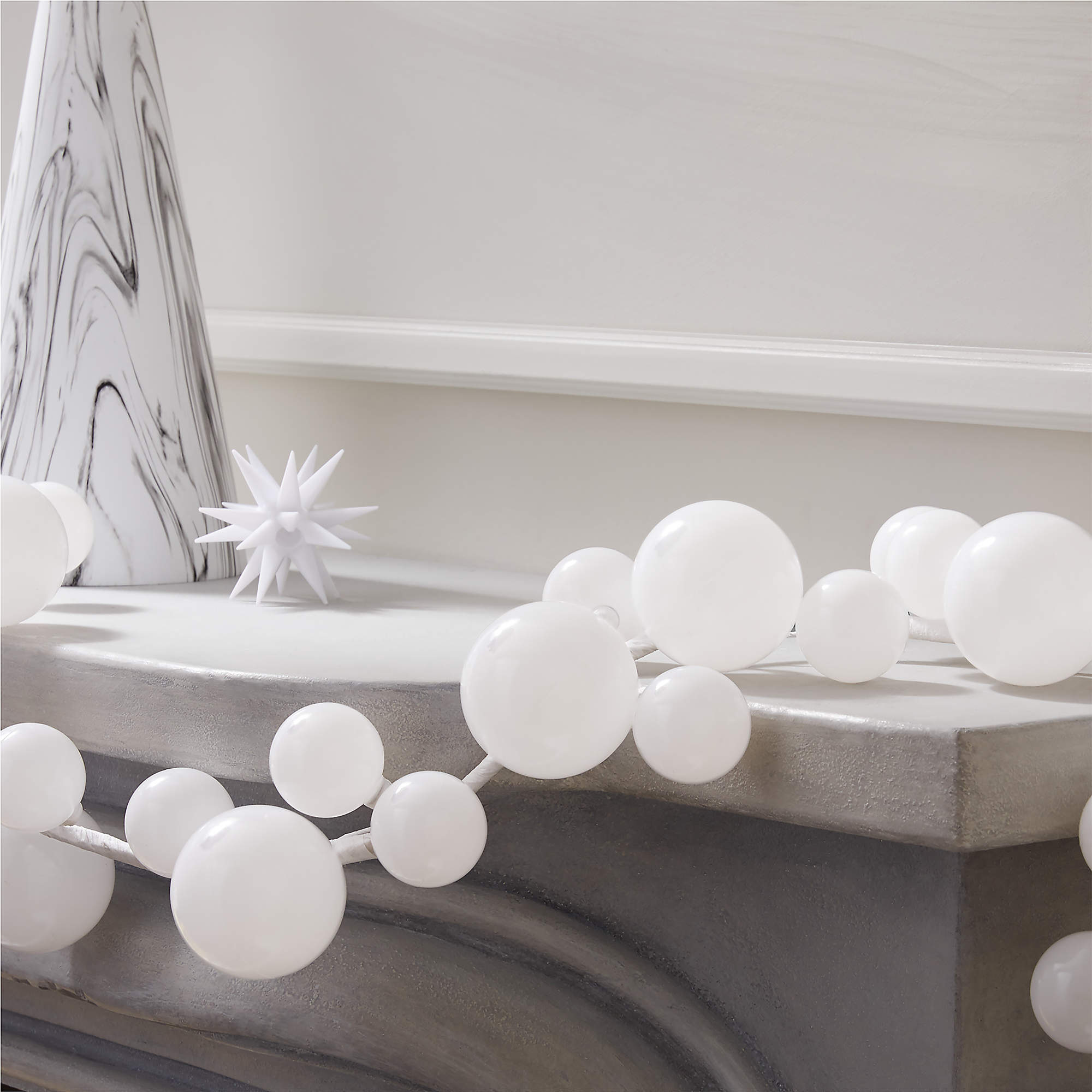 White Ball Holiday Garland 72" + Reviews | CB2
