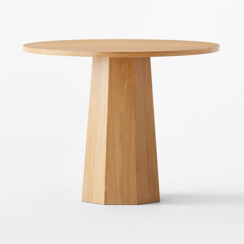 Bancroft 38" Round Oak Pedestal Dining Table + Reviews | CB2 Canada
