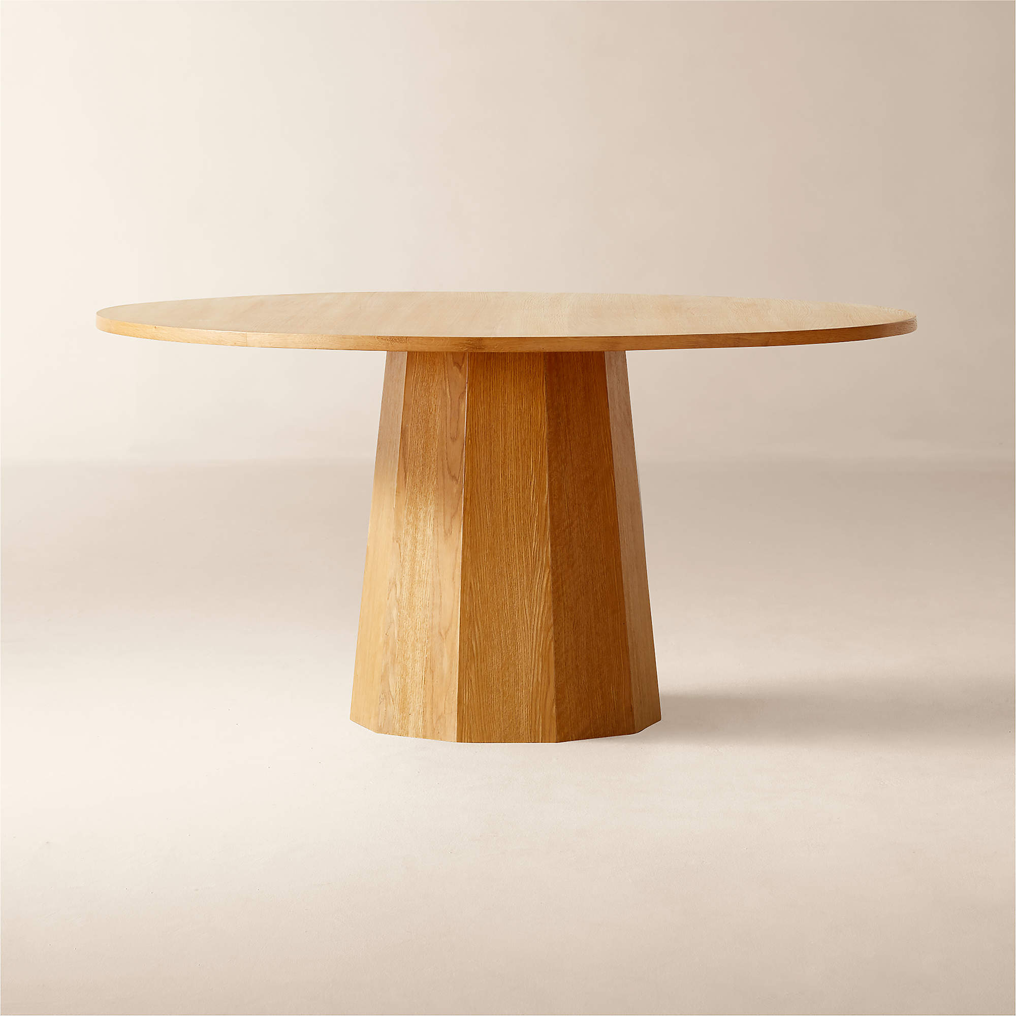 Bancroft Round Oak Pedestal Dining Table 60'' + Reviews | CB2