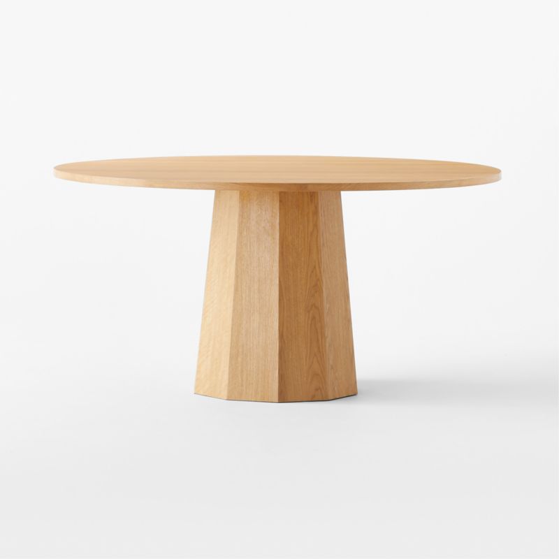 Bancroft 60" Round Oak Pedestal Dining Table + Reviews | CB2