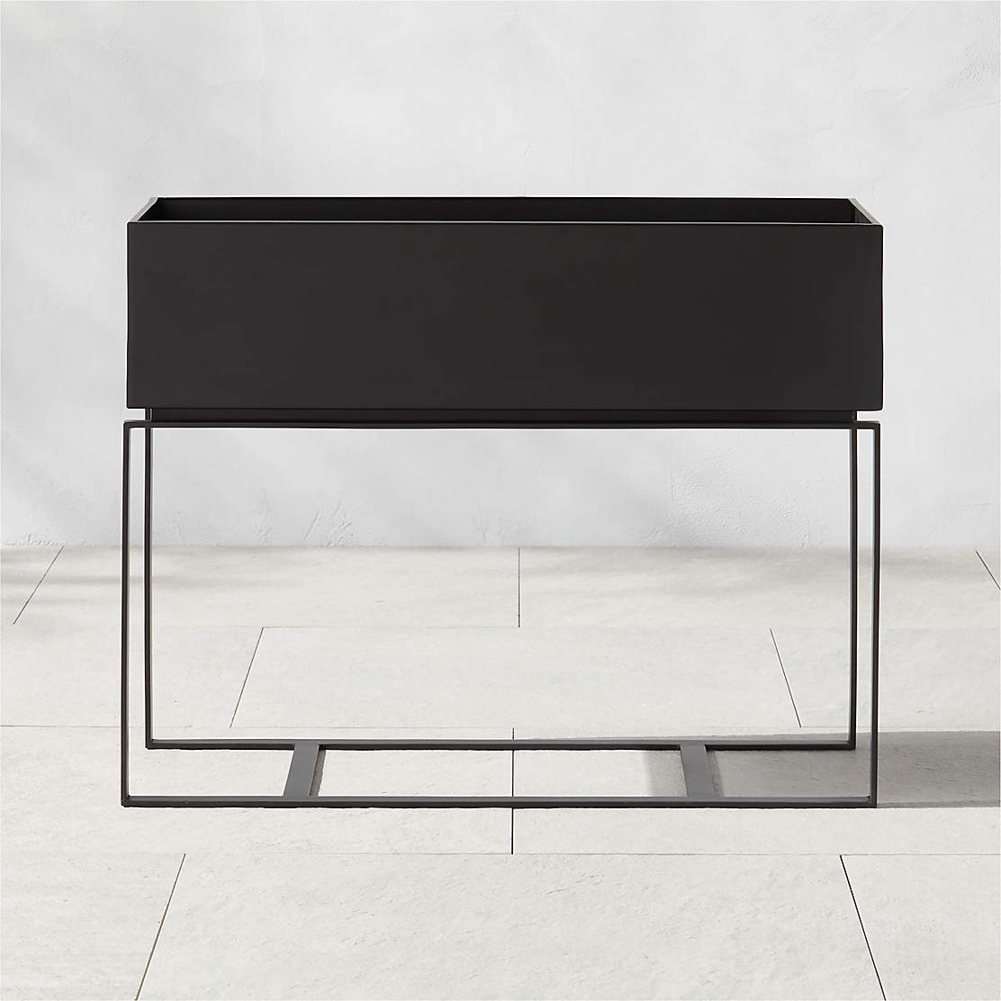 Angular Modern Black Cement Outdoor Planter Large + Reviews | CB2