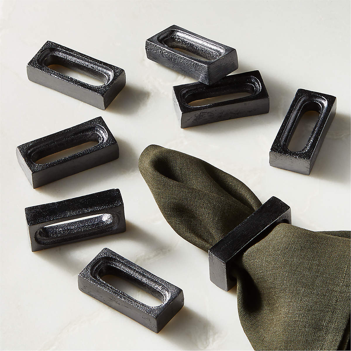 Barre Black Napkin Rings Set of 8 + Reviews | CB2