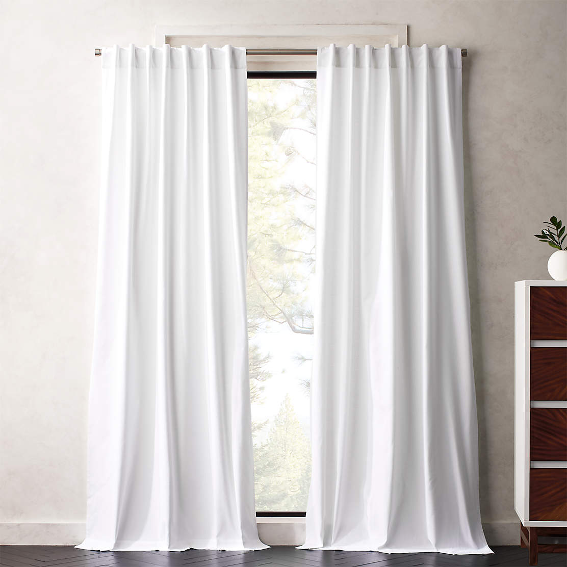 Modern White Linen Sheer Window Curtain Panel 48"x96" + Reviews | CB2