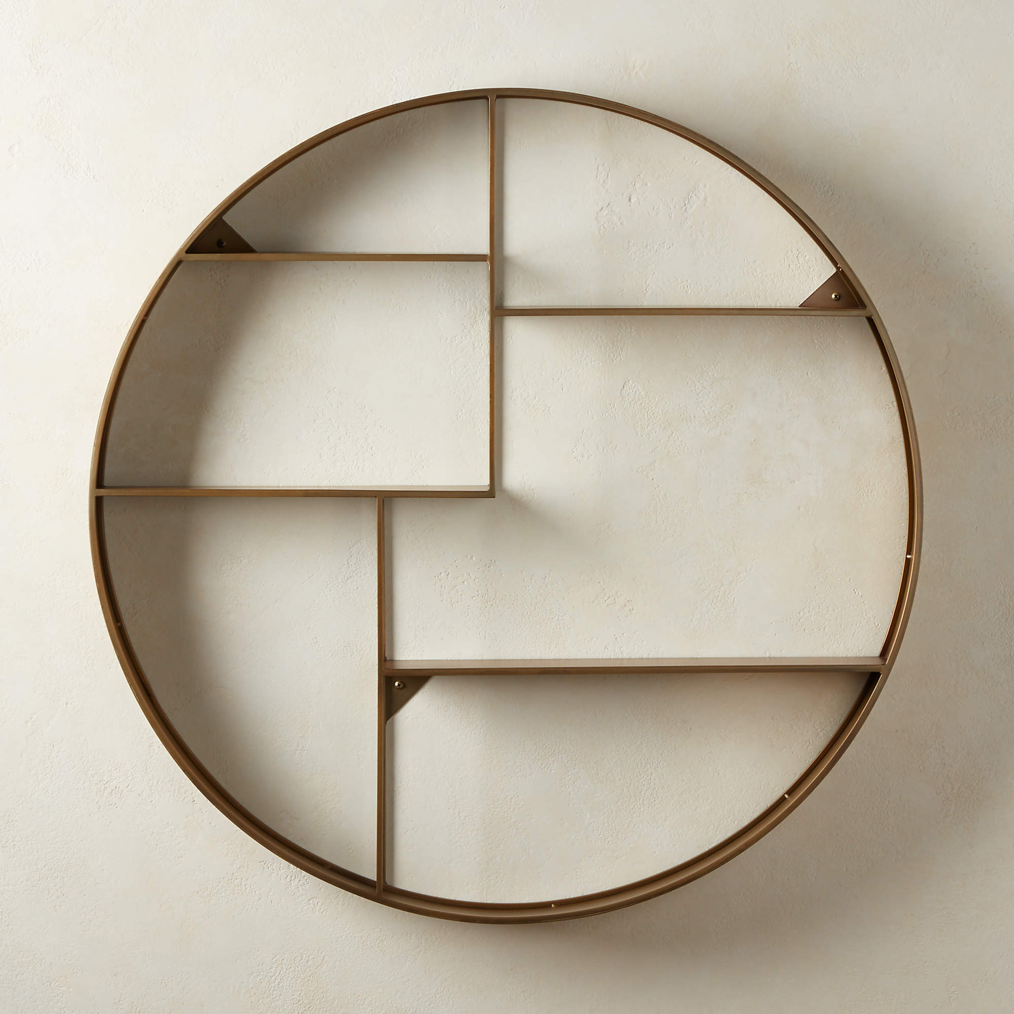 Bay Antique Brass Circle Wall Shelf | CB2 Canada