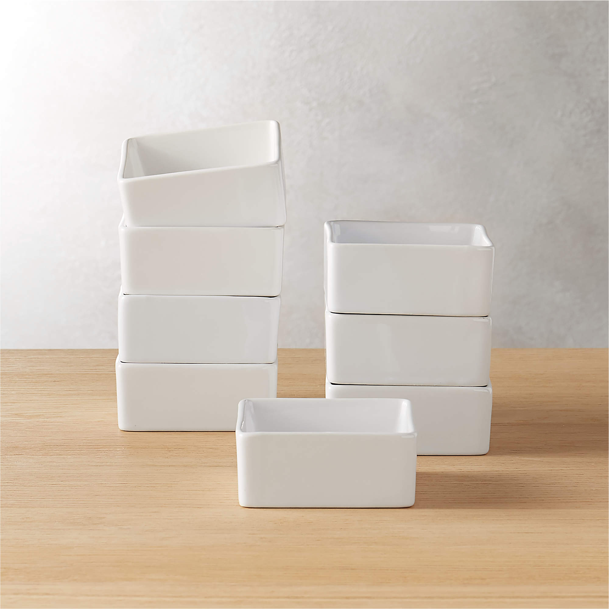 Bento Modern Square White Mini Bowls + Reviews | CB2