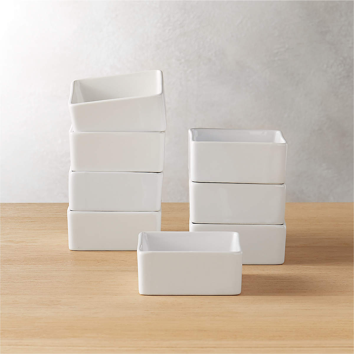 Bento Modern Square White Mini Bowls + Reviews | CB2