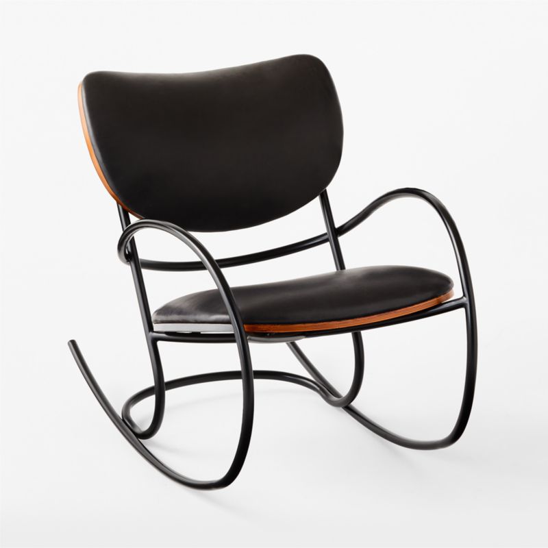 Bese Black Leather Rocking Chair | CB2
