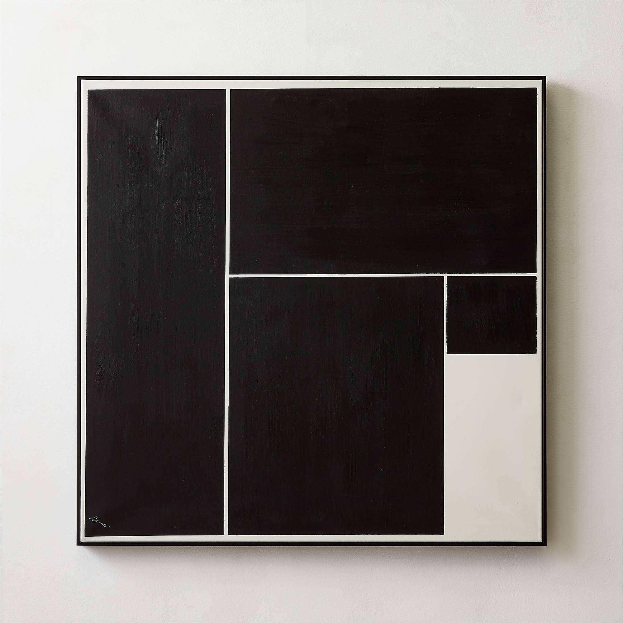 'Black Blocks I' Framed Modern Abstract Painting 40"x40" | CB2