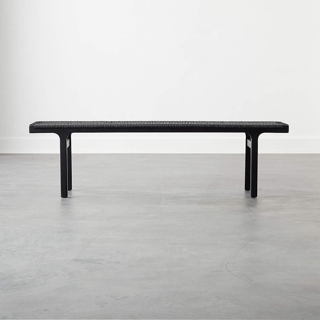 Argyle 63" Bello Black Leather Bench | CB2