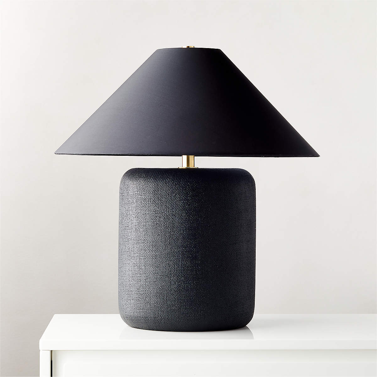 Block Black Lacquered Linen Table Lamp + Reviews | CB2