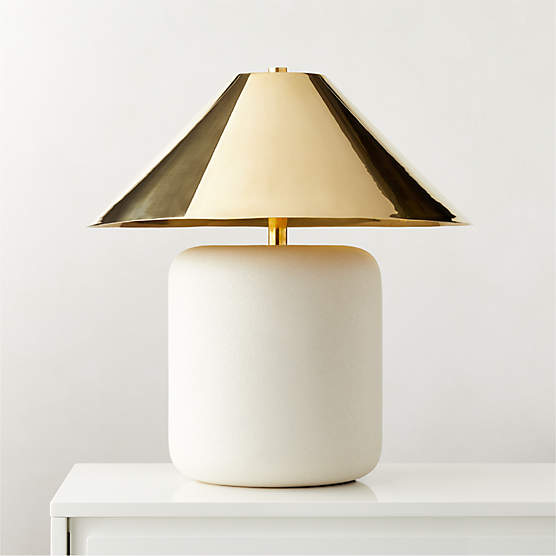 Enora White Travertine Table Lamp | CB2 Canada