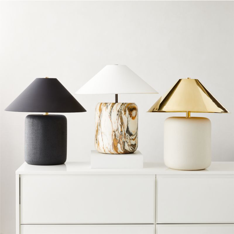 Block Black Lacquered Linen Table Lamp + Reviews | CB2