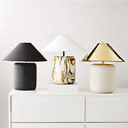 Block Golden Calacatta Marble Table Lamp + Reviews | CB2