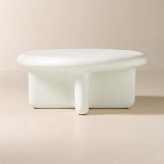 Bodene Round Ivory Resin Side Table + Reviews | CB2