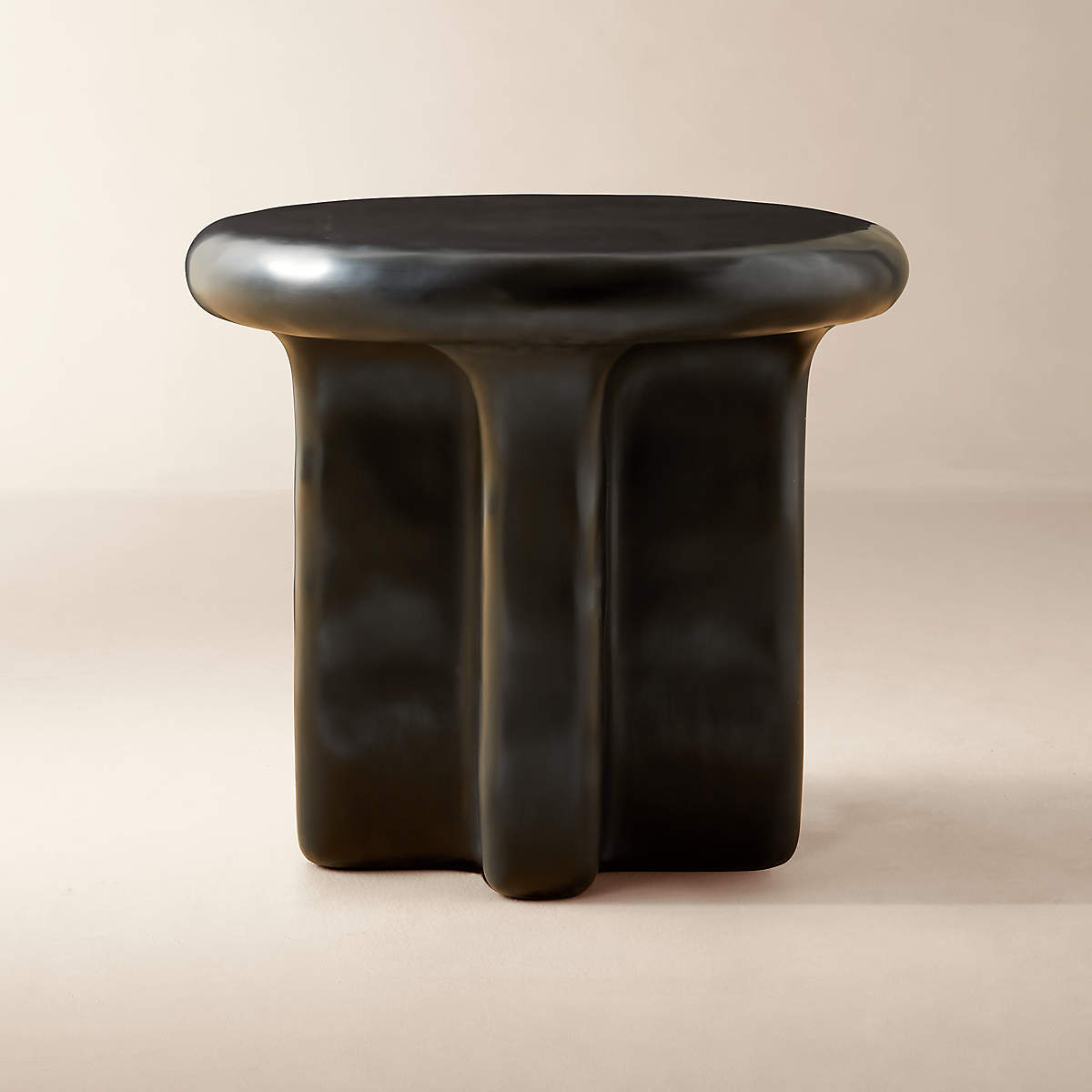 Bodene Round Black Resin Side Table | CB2 Canada