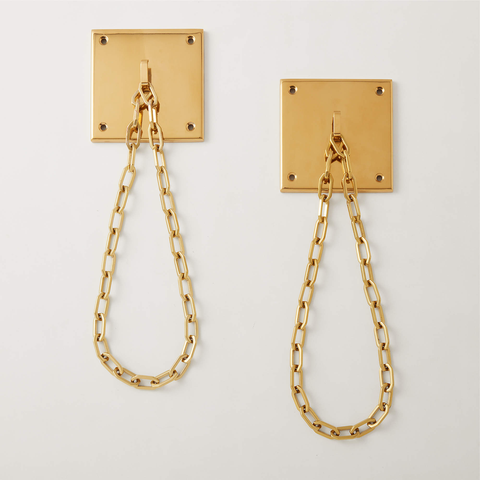 Bolt Modern Polished Brass Chain Curtain Tiebacks Set of 2 + Reviews | CB2
