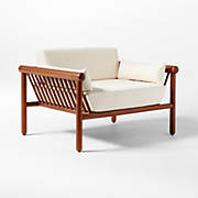 Bonelli Modern Teak Outdoor Lounge Chair with Ivory Sunbrella Cushions ...