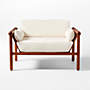 Bonelli Modern Teak Outdoor Lounge Chair with Ivory Sunbrella Cushions ...