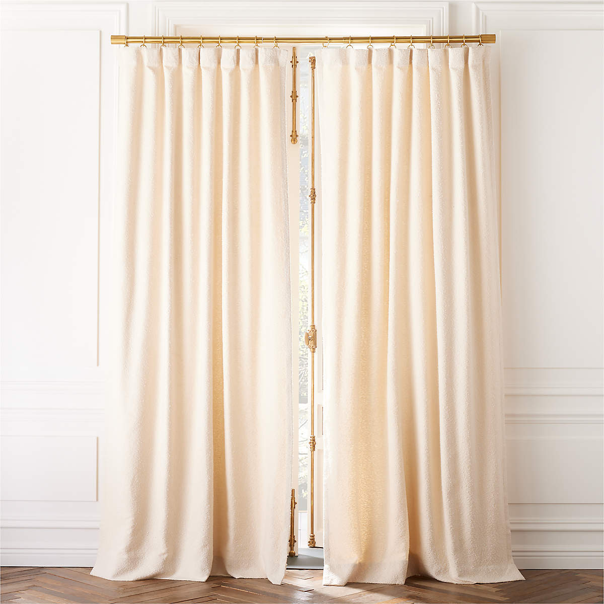 Ivory Boucle Window Curtain Panel 48''x96'' + Reviews | CB2