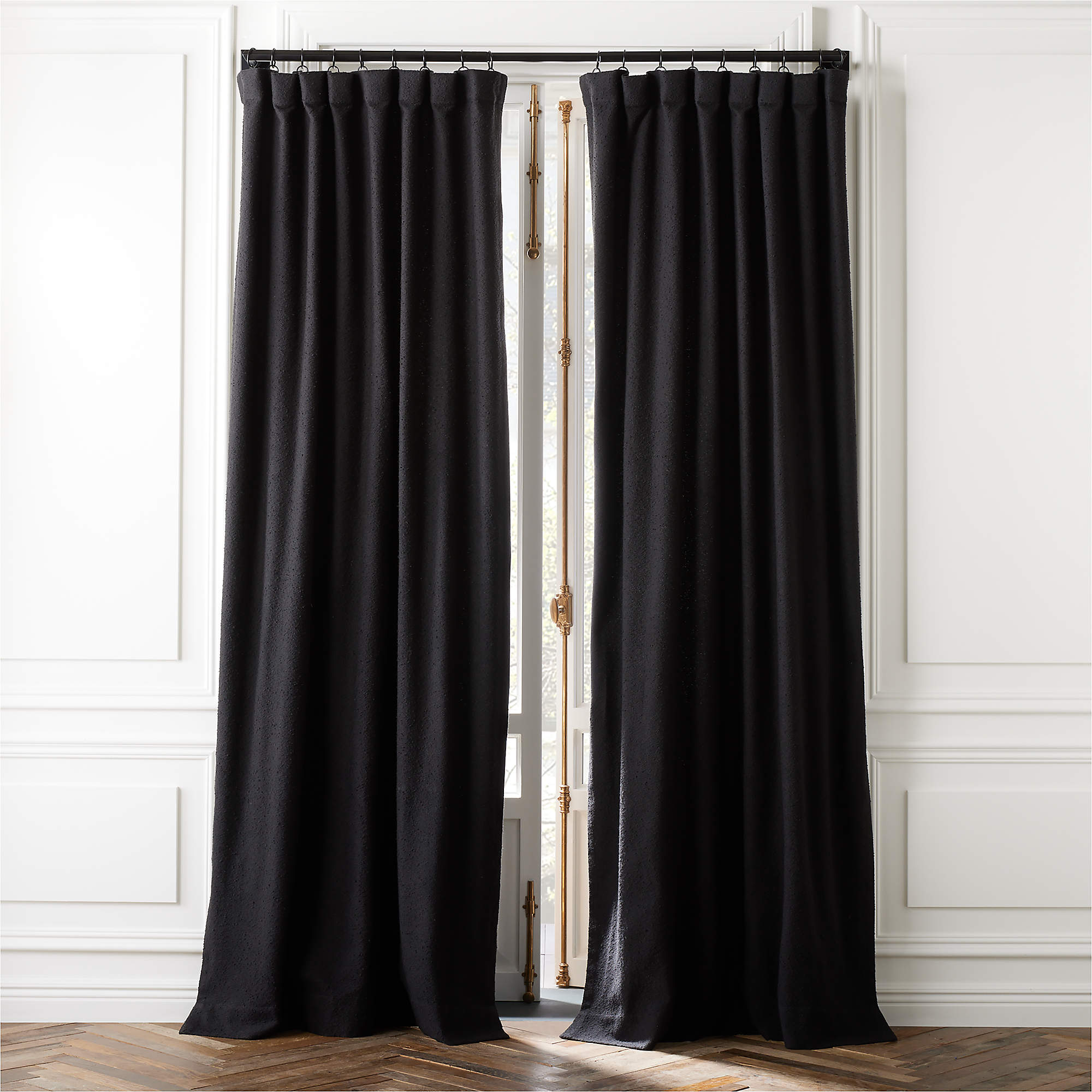 Black Boucle Window Curtain Panel 48''x96'' + Reviews | CB2