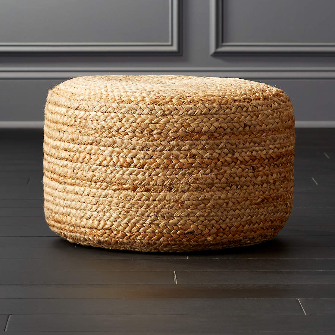 Wool White Pouf + Reviews | CB2