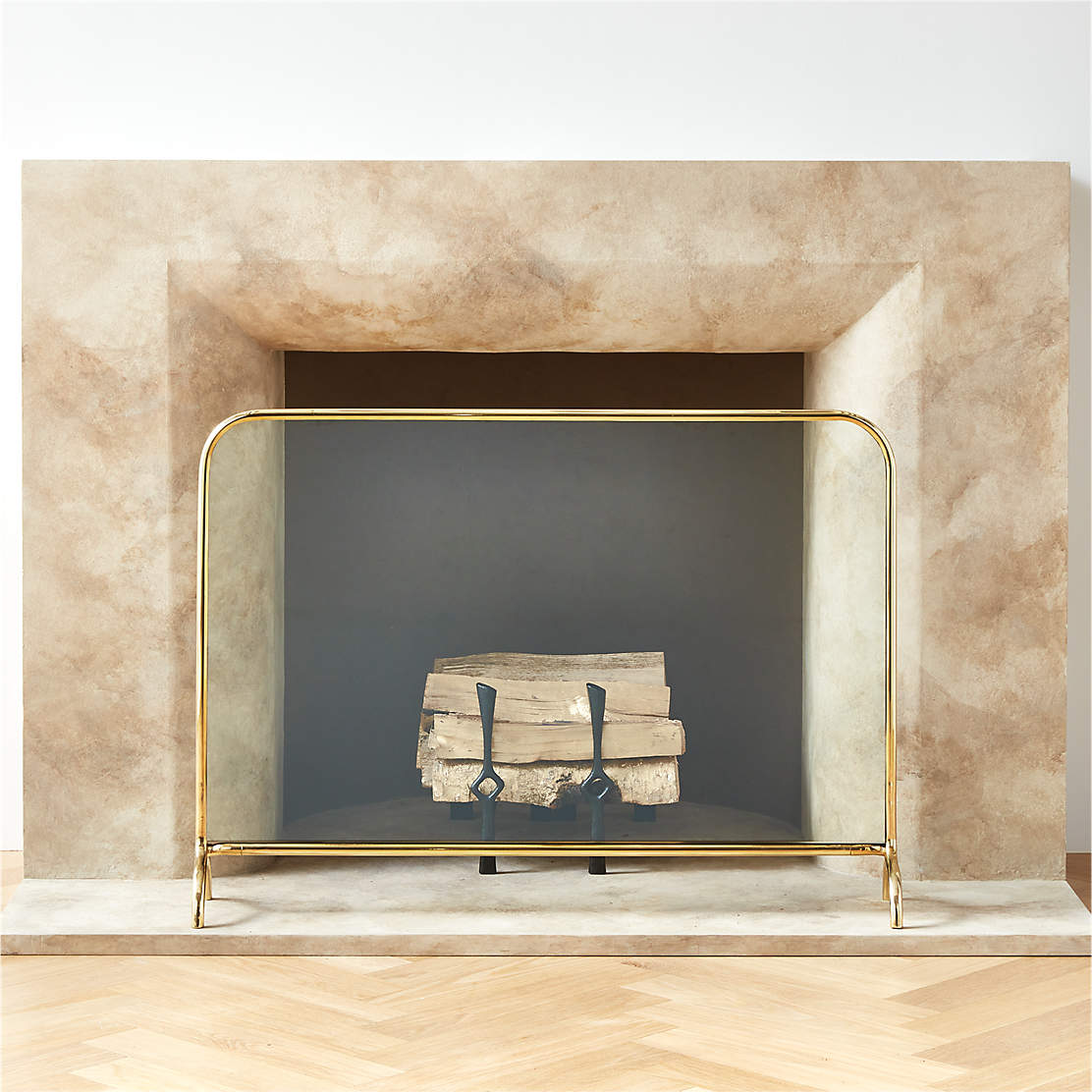 Amos Brass Fireplace Screen + Reviews | CB2
