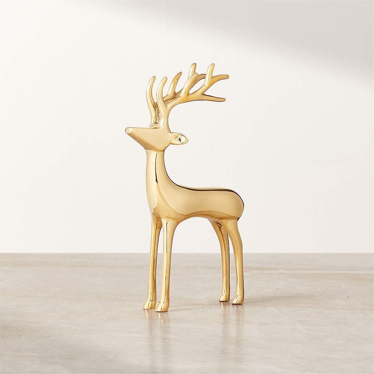 Small Brass Holiday Reindeer Decoration 8" | CB2