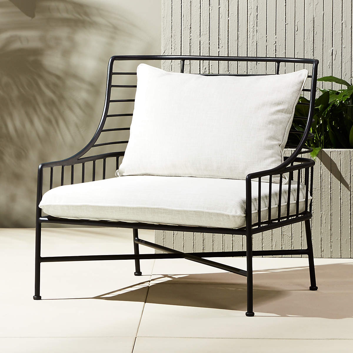 Breton Black Metal Modern Outdoor Patio Chair + Reviews | CB2