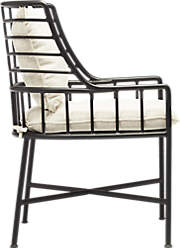 Breton Black Metal Modern Outdoor Dining Armchair + Reviews | CB2
