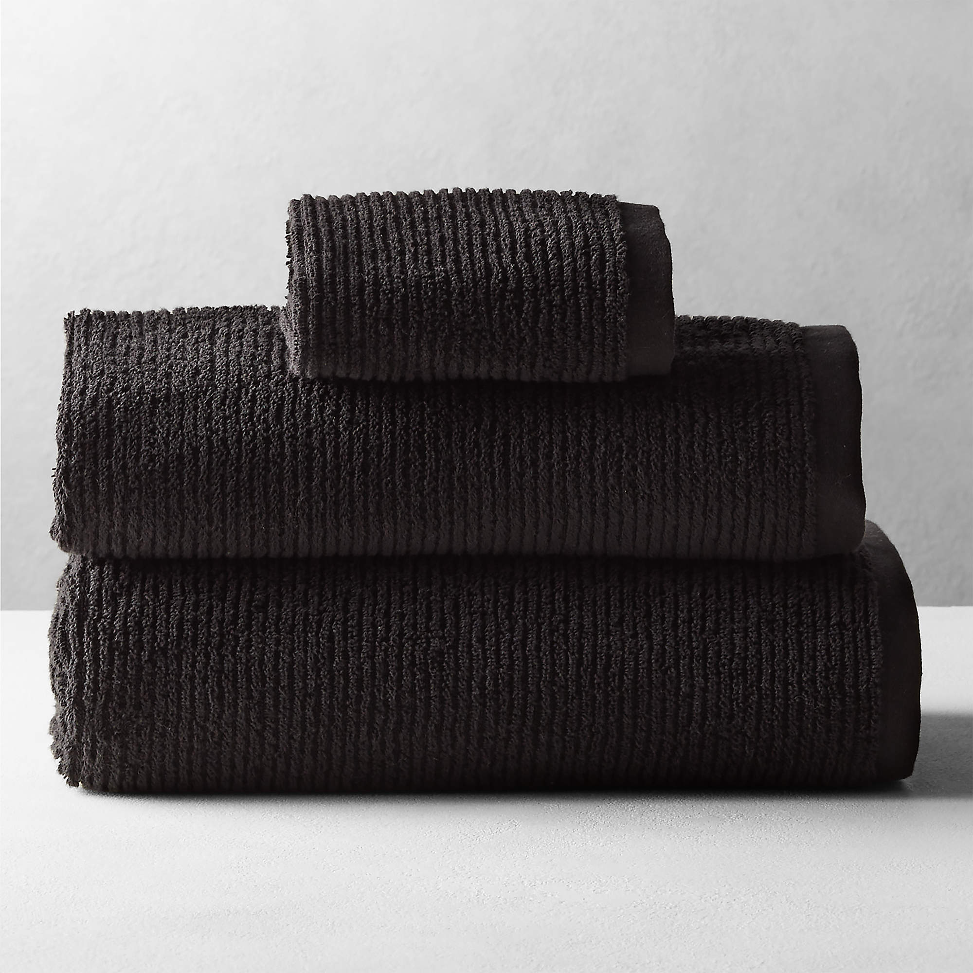 Brooks Organic Cotton Black Bath Towel Set + Reviews | CB2