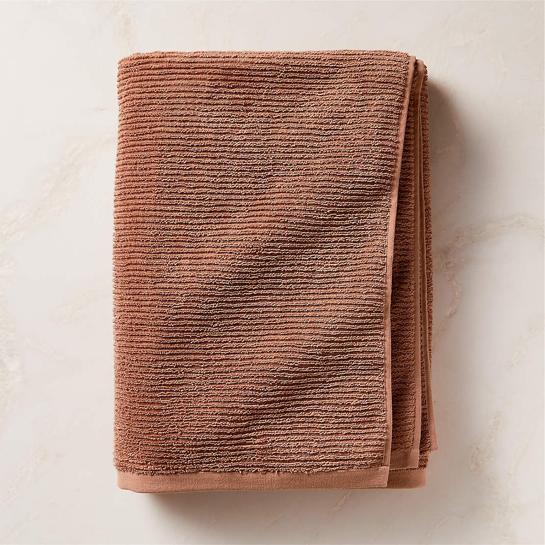 Brooks Ribbed Organic Cotton Dusty Rose Bath Towel Set + Reviews | CB2
