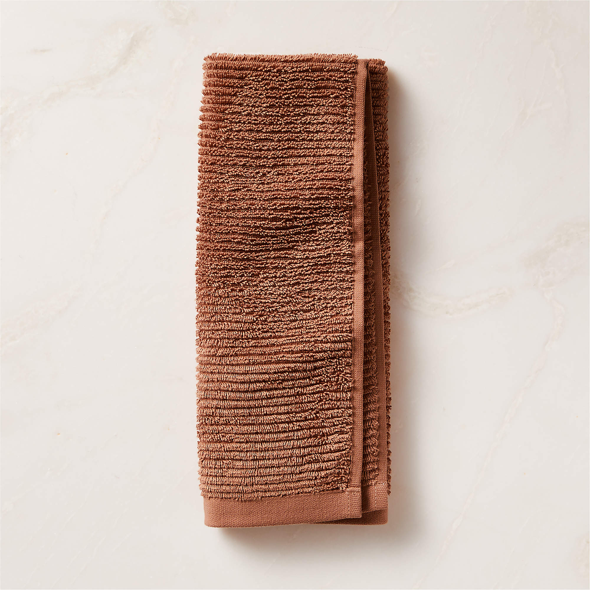 Brooks Ribbed Organic Cotton Dusty Rose Hand Towel + Reviews | CB2