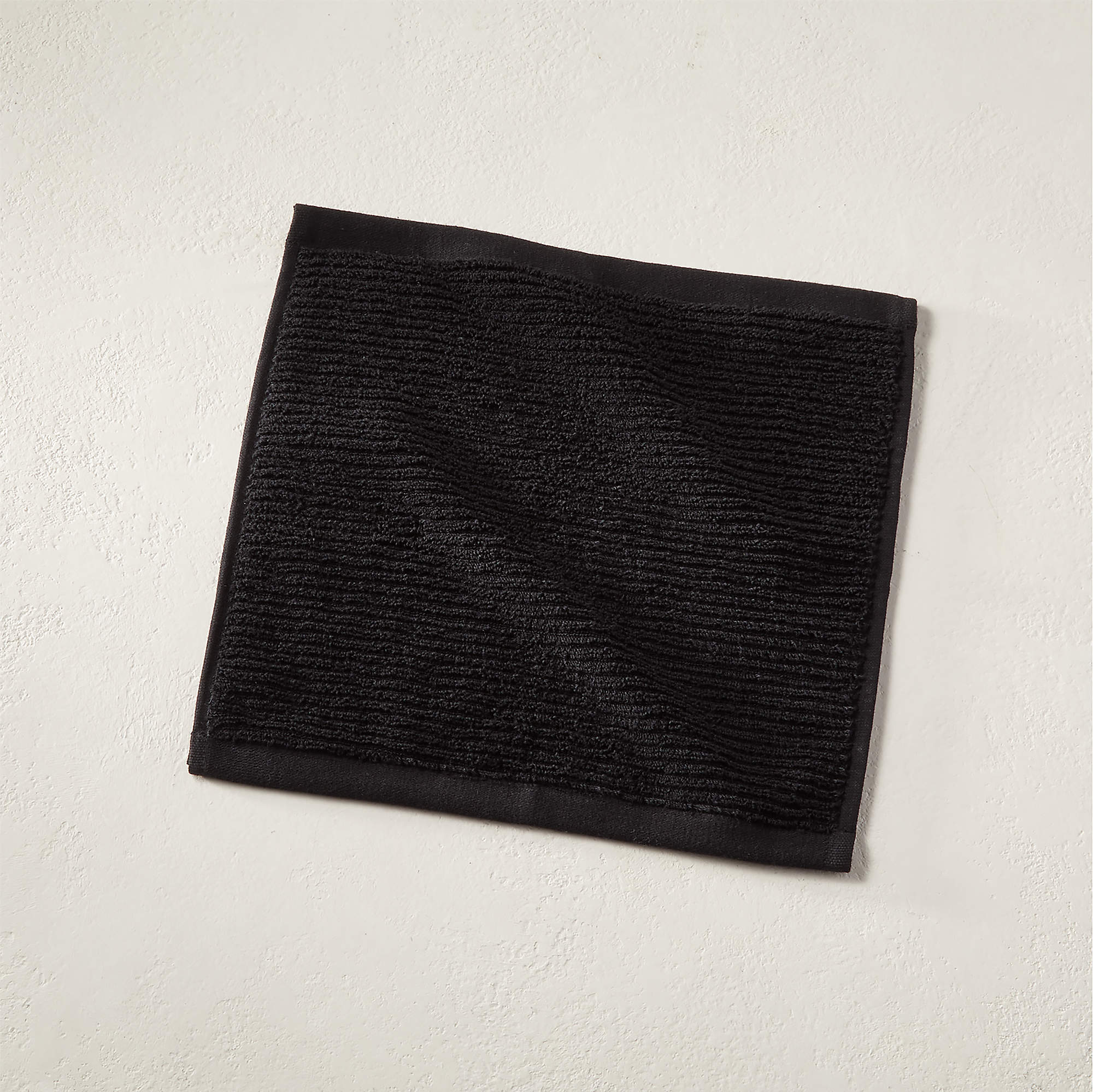 Brooks Ribbed Organic Cotton Black Washcloth + Reviews | CB2