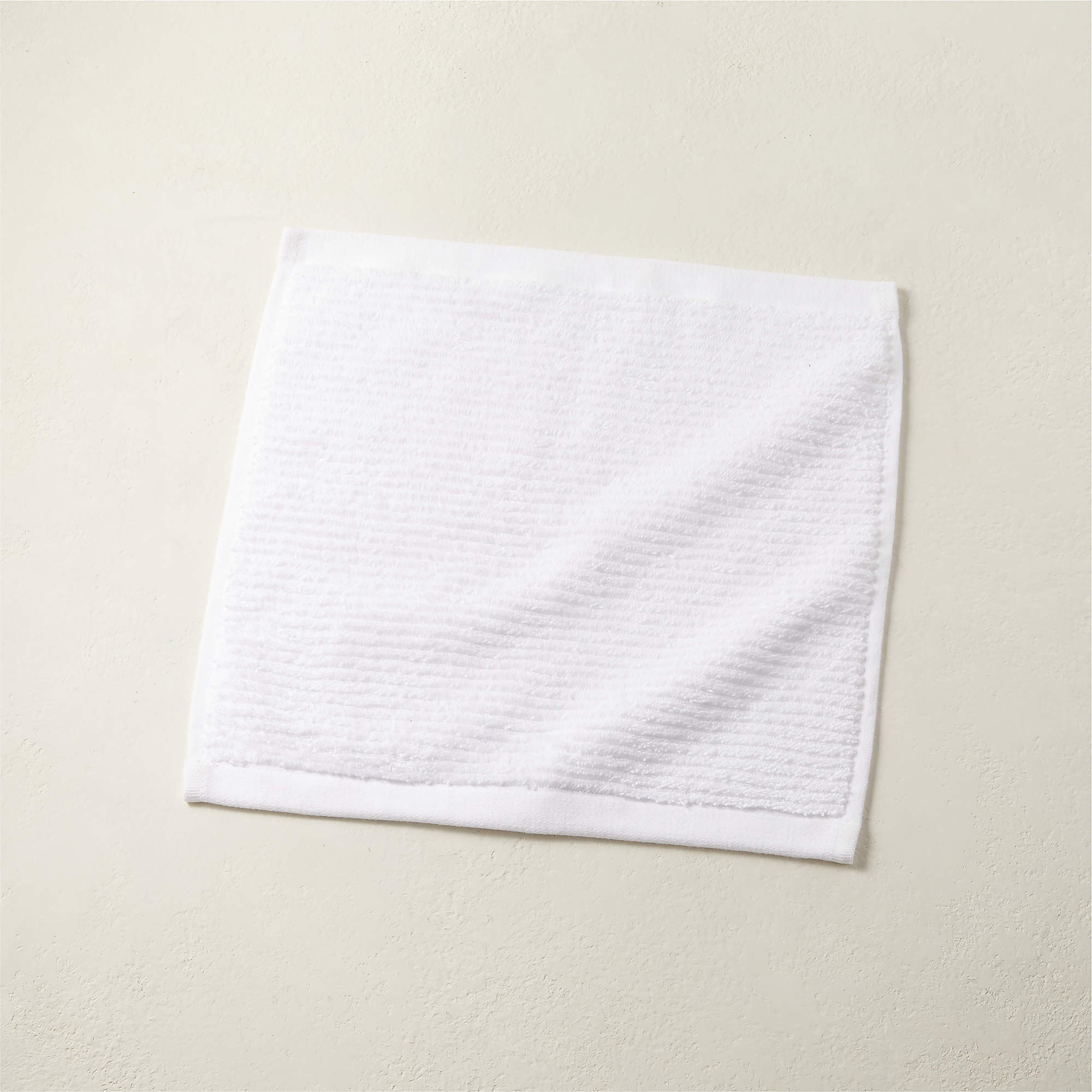 Brooks Ribbed Organic Cotton White Washcloth + Reviews | CB2