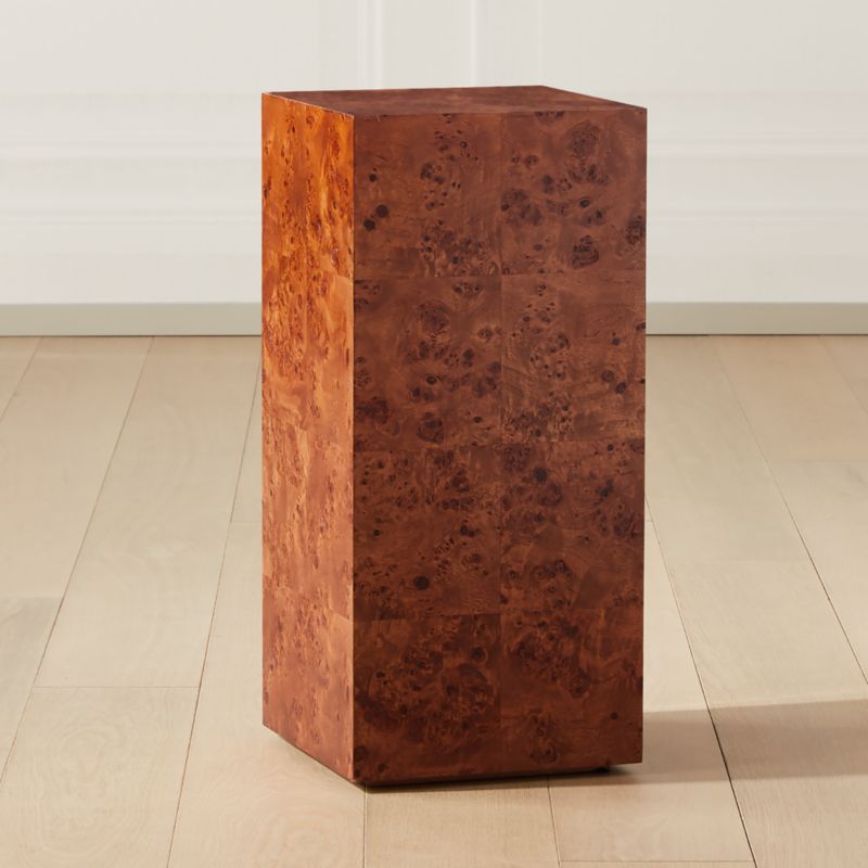Small Burled Wood Pedestal Table + Reviews | CB2