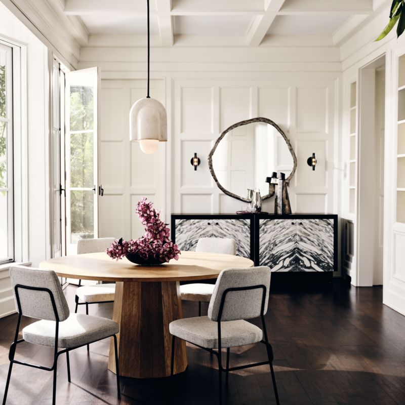 Bancroft 60" Round Oak Pedestal Dining Table + Reviews | CB2