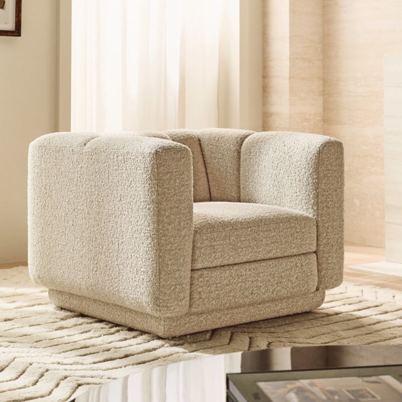 Yarrow Swivel Chair Hatch Platinum | CB2