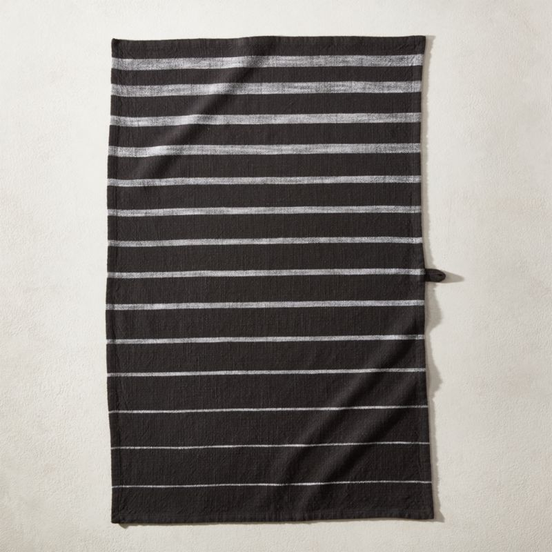 Cafe Organic Cotton Black Striped Dish Towels Set of 2 + Reviews | CB2 ...