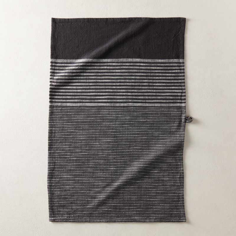 Cafe Organic Cotton Black Striped Dish Towels Set of 2 + Reviews | CB2 ...