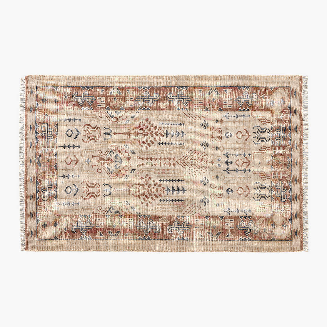 Eros Hand-Knotted Red and Blue Area Rug | CB2