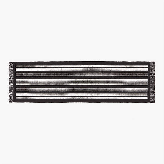 Bass Black Handloomed Hallway Runner Rug 2.5'x12' + Reviews | CB2