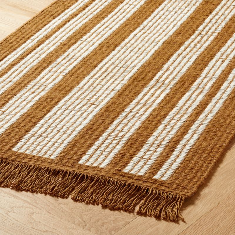 Calia Modern Copper and White Striped Hallway Runner Rug 2.5'x8 ...