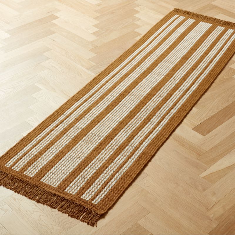 Calia Modern Copper and White Striped Hallway Runner Rug 2.5'x8 ...