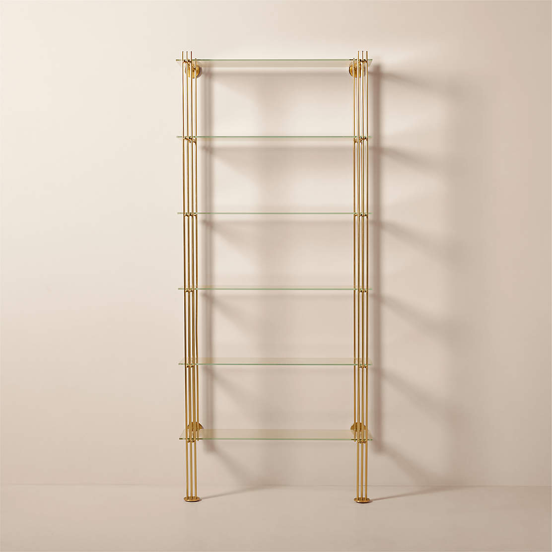 Tesso Modern Brass Metal Wall Mount Bookshelf + Reviews | CB2