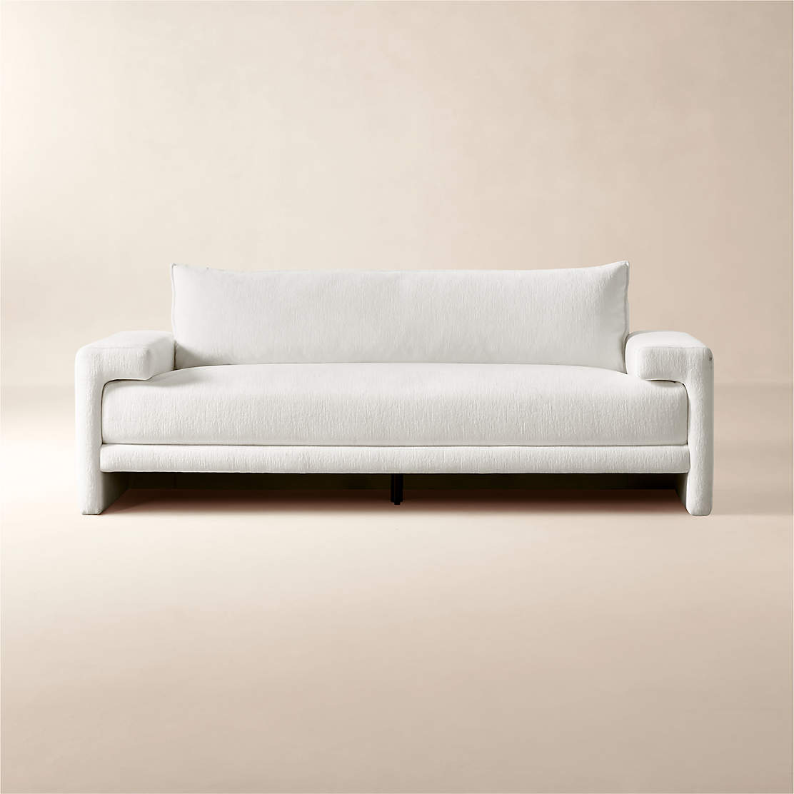 Rodez 88" White Performance Fabric Apartment Sofa | CB2 Canada