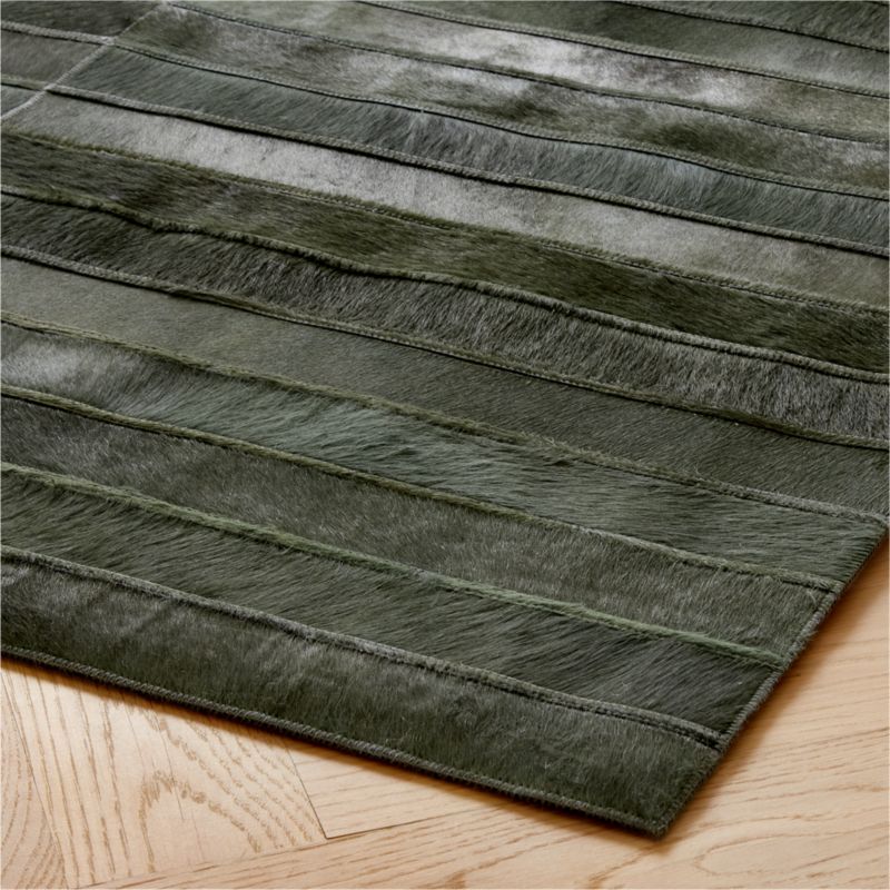 Camilia Patchwork Dark Green Hide Area Rug 5'x8' + Reviews | CB2 Canada