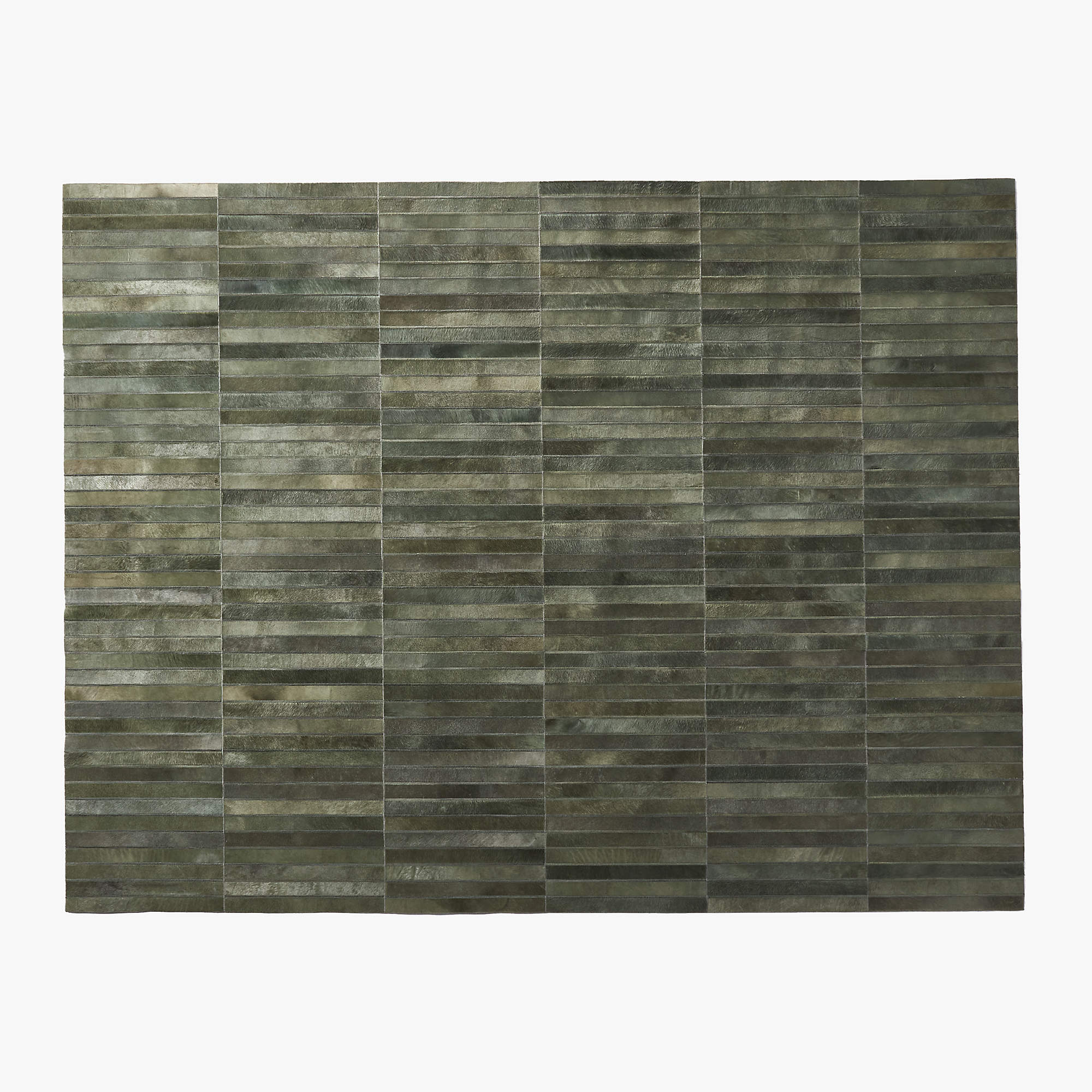 Camilia Patchwork Dark Green Hide Area Rug 9'x12' + Reviews | CB2