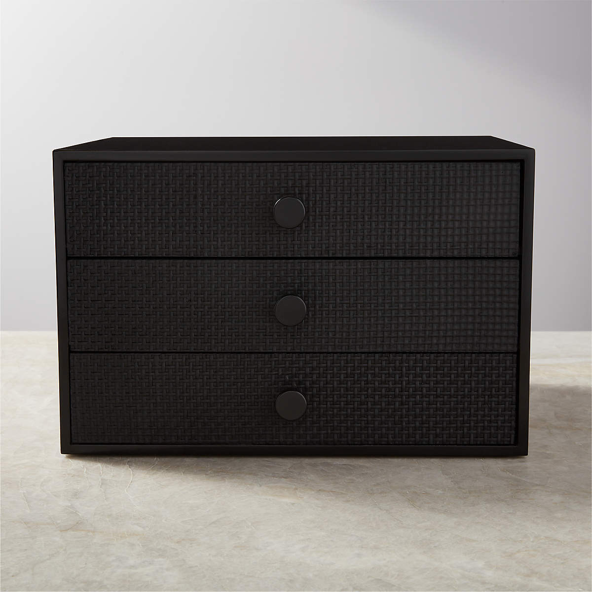 Black Cane 3-Drawer Jewelry Box + Reviews | CB2