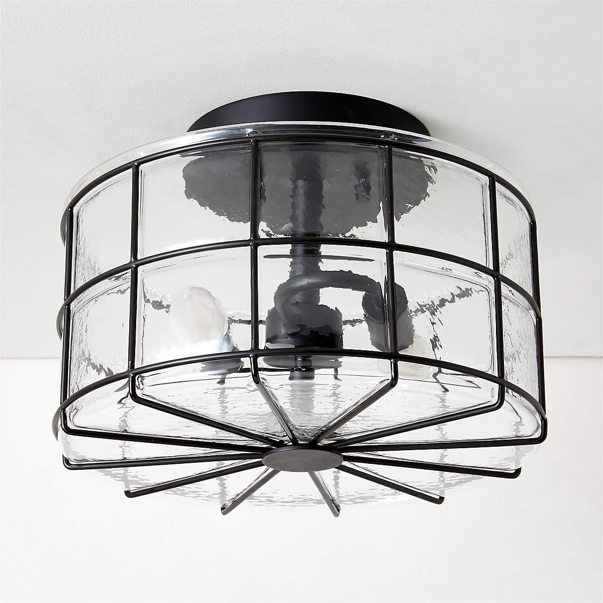 Capone Paned Glass Flush Mount Light + Reviews | CB2