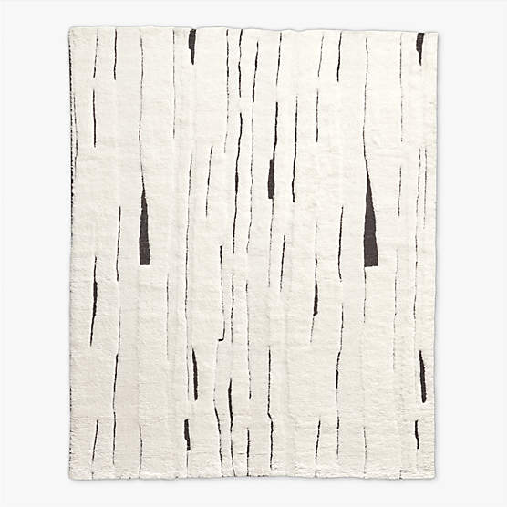 Neutro Hand-Knotted Black and Warm White Abstract New Zealand Wool Area ...